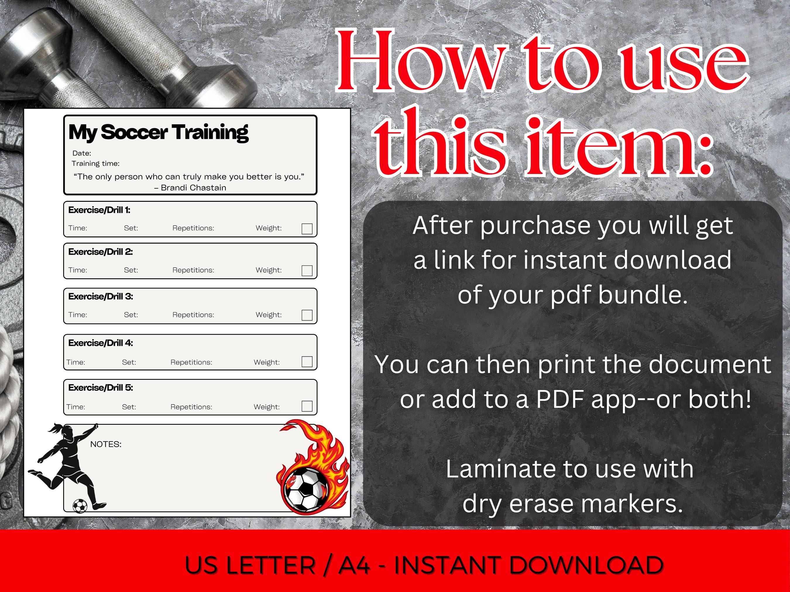 Printable Soccer Training Tracker – Coach Planner & Athlete Workout Log ...