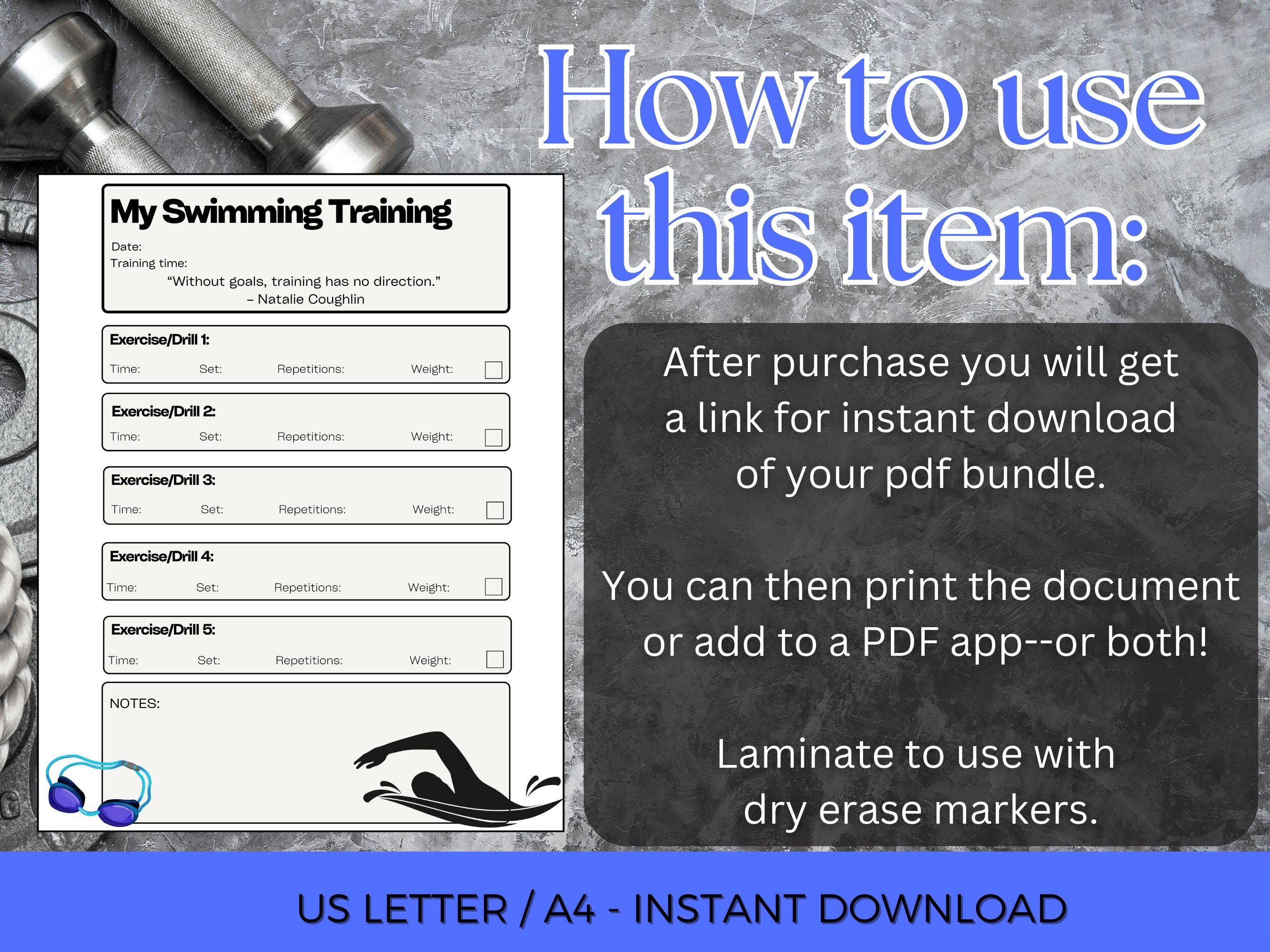 Printable Swimming Training Tracker – Coach Planner & Athlete Workout ...