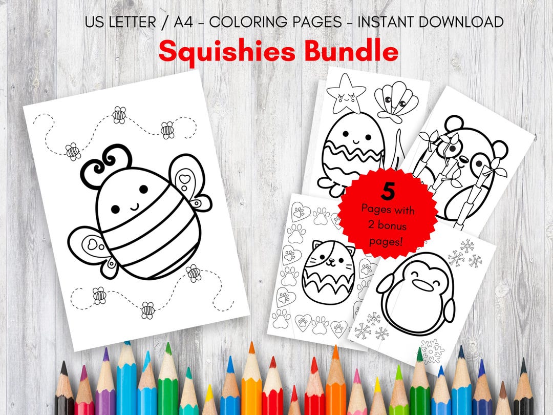 Squishie Coloring Pages, Cute, Printable Instant Digital Download PDF ...
