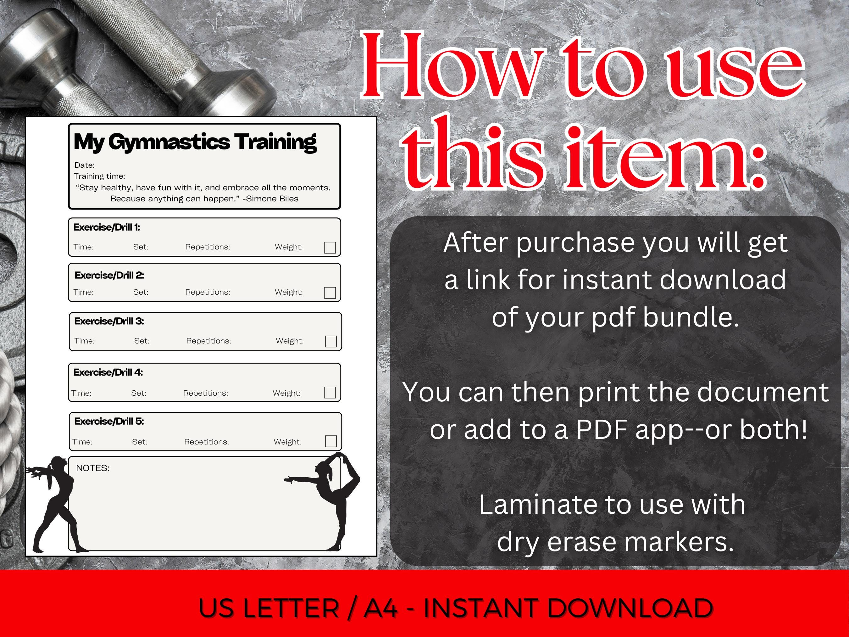 Printable Gymnastics Training Tracker – Coach Planner & Gymnast Workout ...