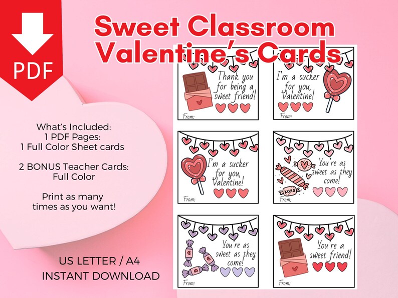 Printable Classroom Valentine's Cards | Kid's Valentine's Day Cards ...