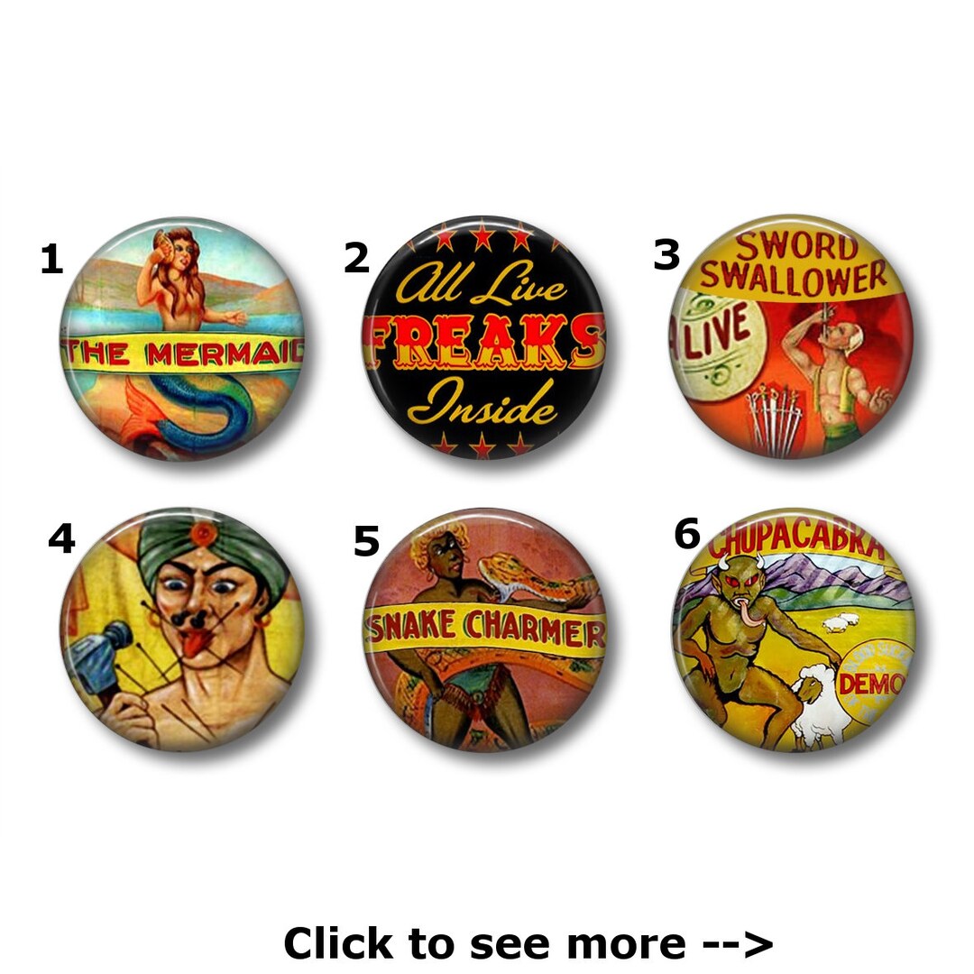Vintage Carnival Midway Magnets or Pins Choose Your Own Set of 6 ...