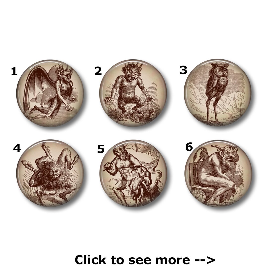 Demon Magnets or Pins Choose Your Own Set of 6, Demon Buttons ...