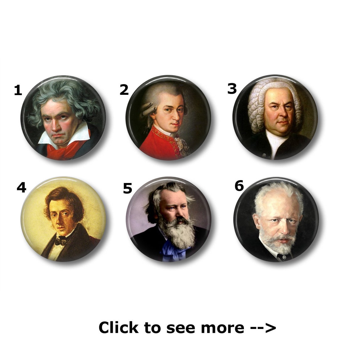 Famous Composers Magnets or Pins Choose Your Own Set of 6, Composer ...