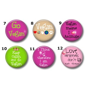 Vegan Magnets or Pins Choose Your Own Set of 6, Vegan Buttons ...