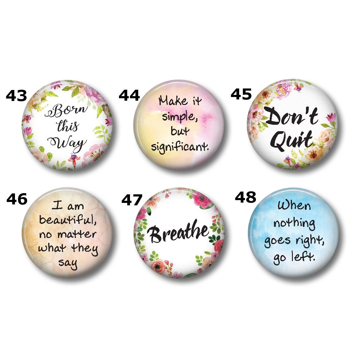 Motivational magnets or pins Choose your own set of 6 | Etsy