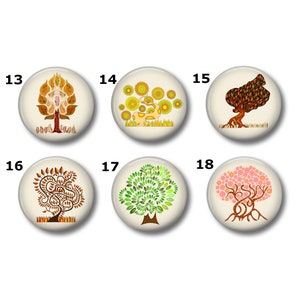 Whimsical Trees Magnets or Pins Choose Your Own Set of 6, Tree Buttons ...