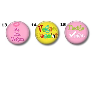 Vegan Magnets or Pins Choose Your Own Set of 6, Vegan Buttons ...