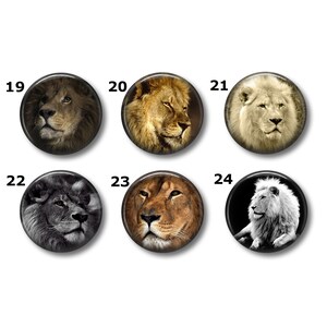 Lion Magnets or Pins Choose Your Own Set of 6, Lion Buttons ...