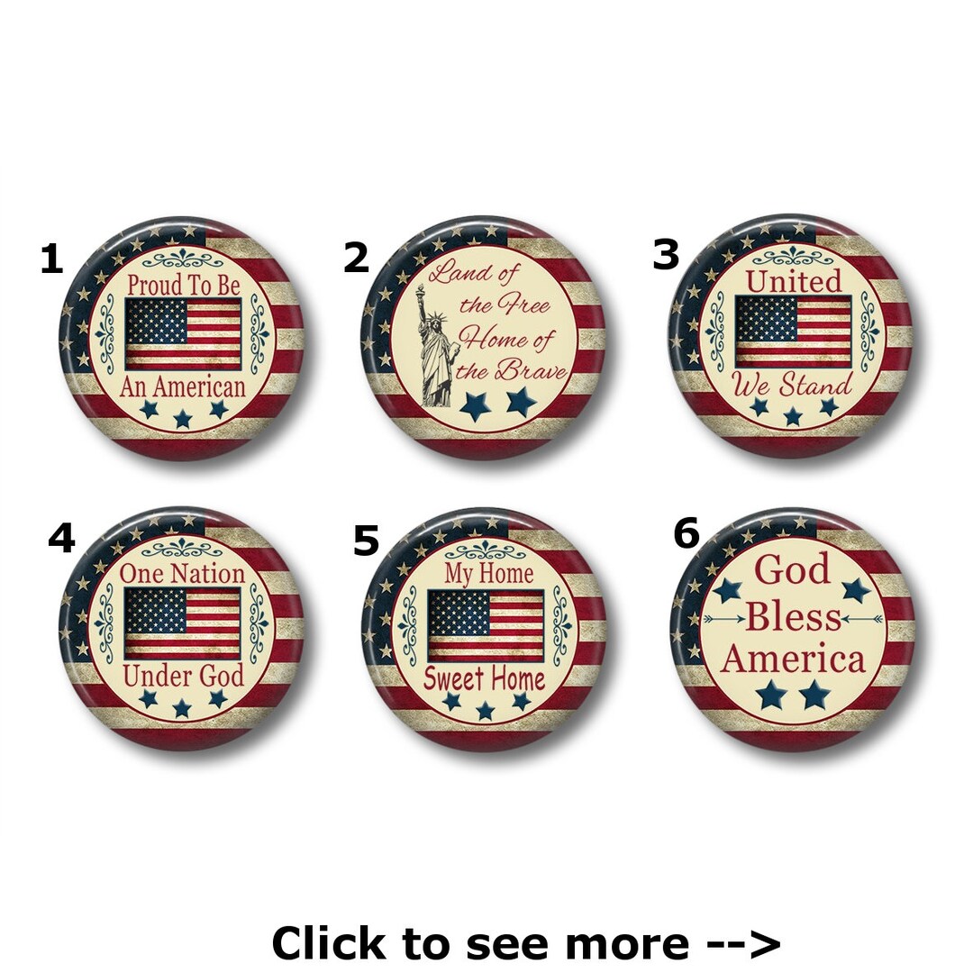 American Pride Magnets or Pins Choose Your Own Set of 6, American ...