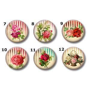Victorian Roses Magnets or Pins Choose Your Own Set of 6, Rose Buttons ...