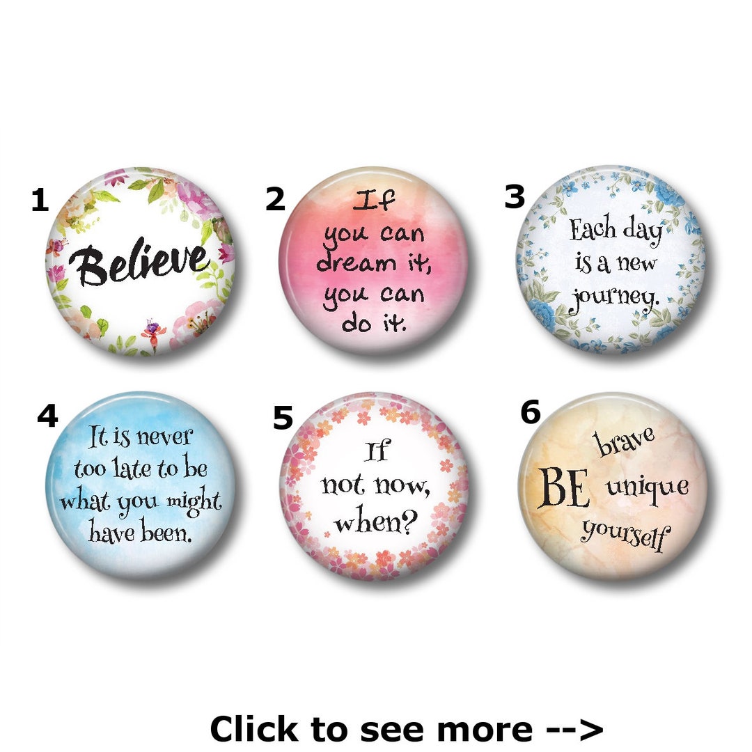 Motivational Magnets or Pins Choose Your Own Set of 6, Motivational ...