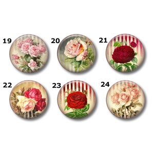 Victorian Roses Magnets or Pins Choose Your Own Set of 6, Rose Buttons ...