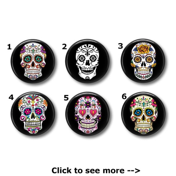 Sugar Skulls magnets or pins Choose your own set of 6 | Etsy