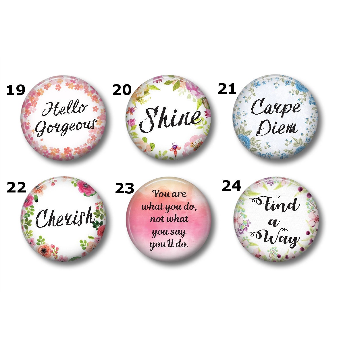 Motivational magnets or pins Choose your own set of 6 | Etsy