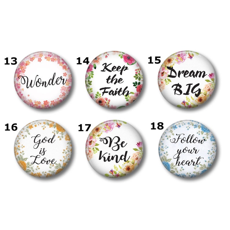 Motivational magnets or pins Choose your own set of 6 | Etsy