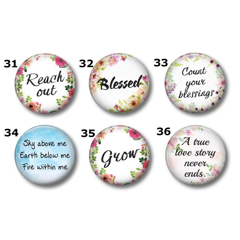 Motivational magnets or pins Choose your own set of 6 | Etsy
