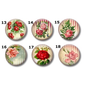 Victorian Roses Magnets or Pins Choose Your Own Set of 6, Rose Buttons ...
