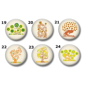 Whimsical Trees Magnets or Pins Choose Your Own Set of 6, Tree Buttons ...