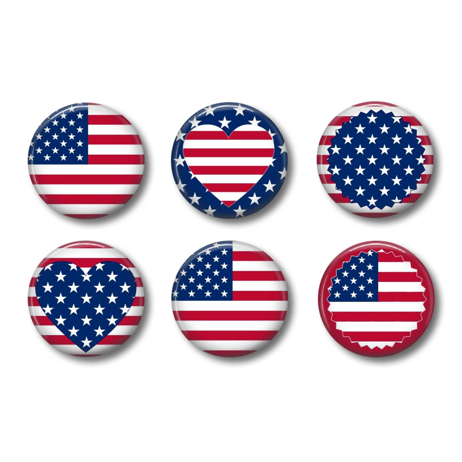USA Flag magnets or pins Set of 6 USA Flag buttons | Etsy