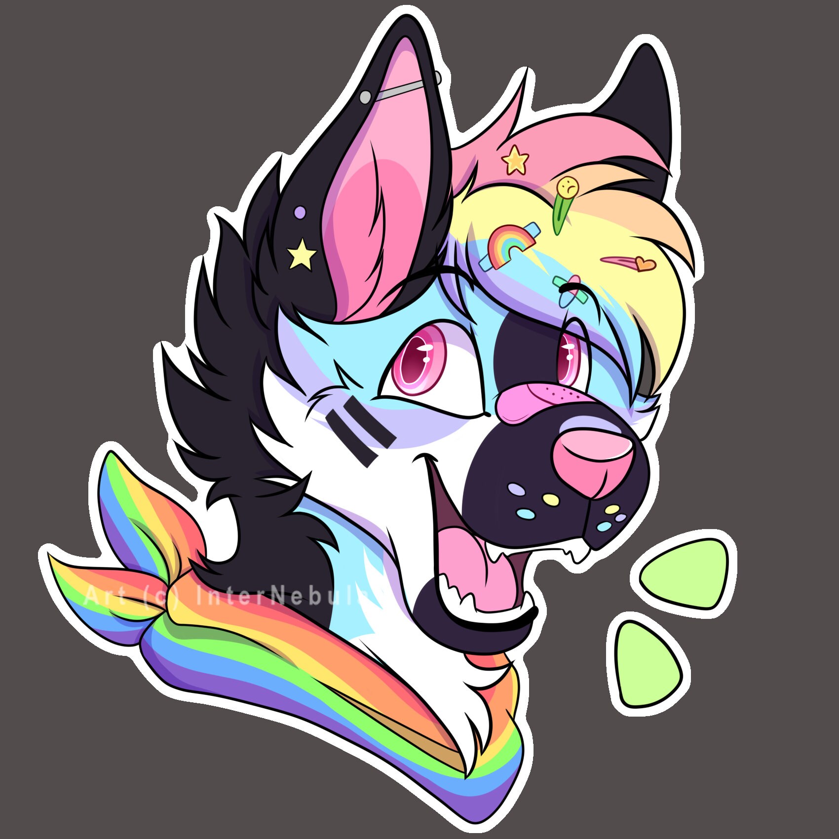 Furry Fursona Icon Badge Digital Art Original Character Con Convention ...