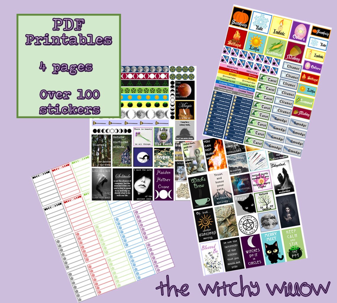 100 Pagan Witch Planner Stickers PRINTABLE PDF - Etsy