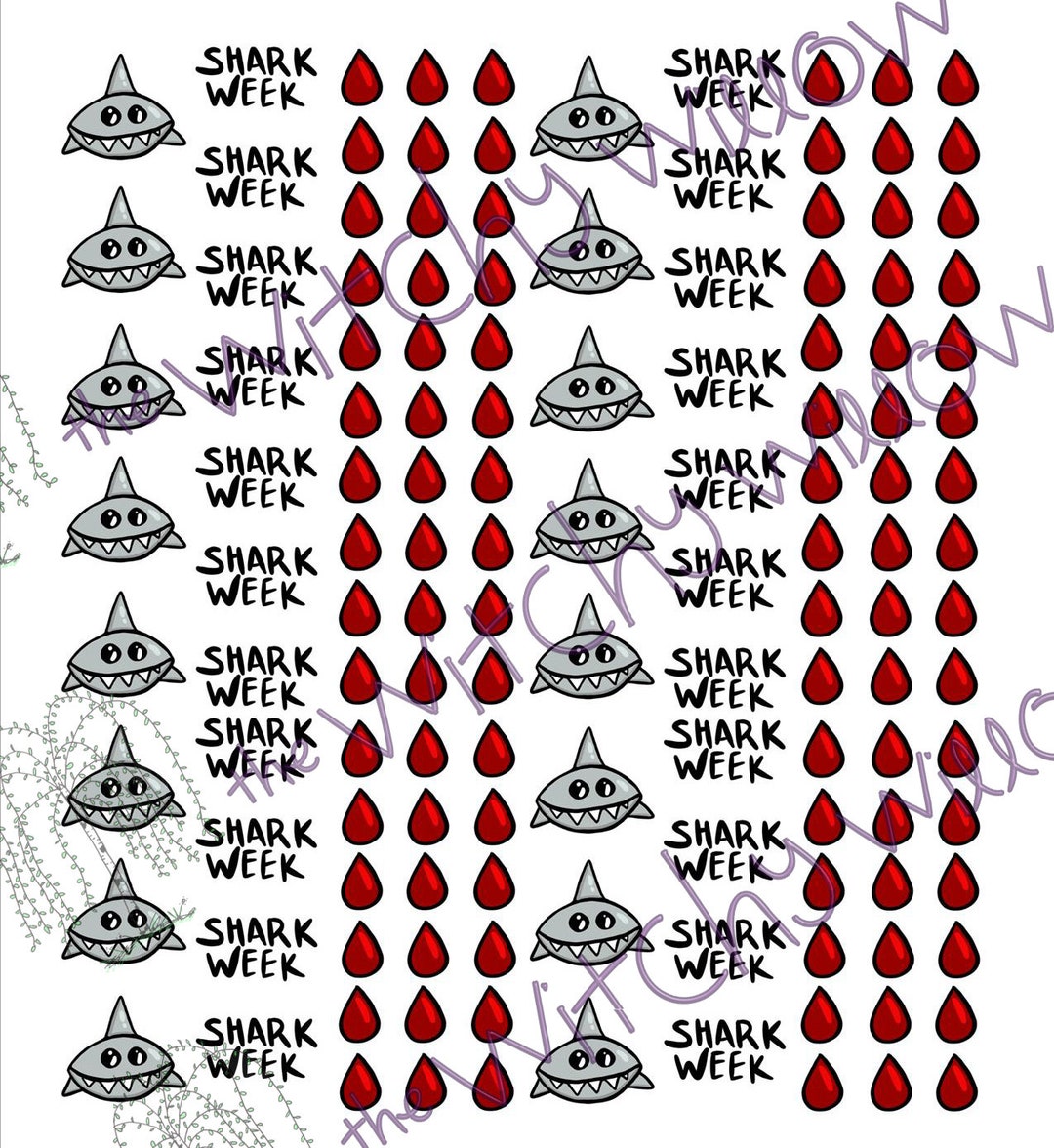 Shark Week Period Menstruation Planner Stickers- PRINTABLE PDF - Etsy