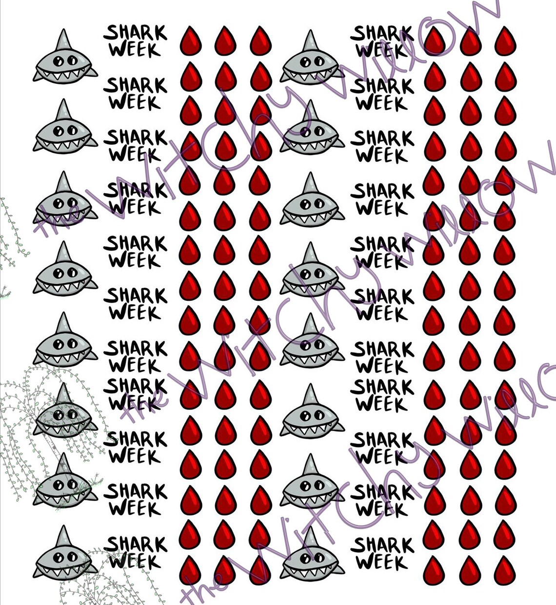 Shark Week Period Menstruation Planner Stickers- PRINTABLE PDF - Etsy