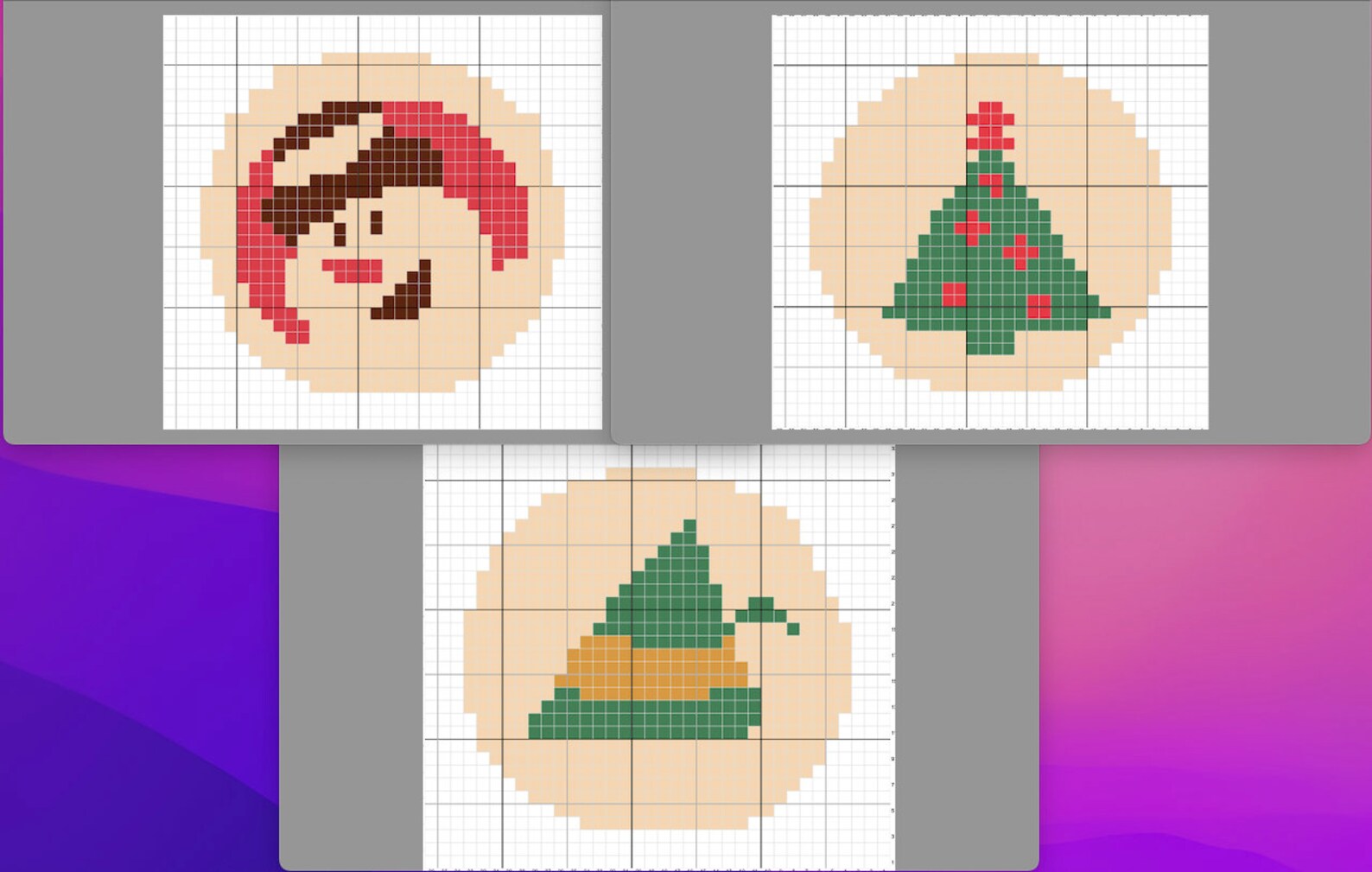 Christmas Snowman, Elf Hat, and Christmas Tree Single Crochet Graphgan ...