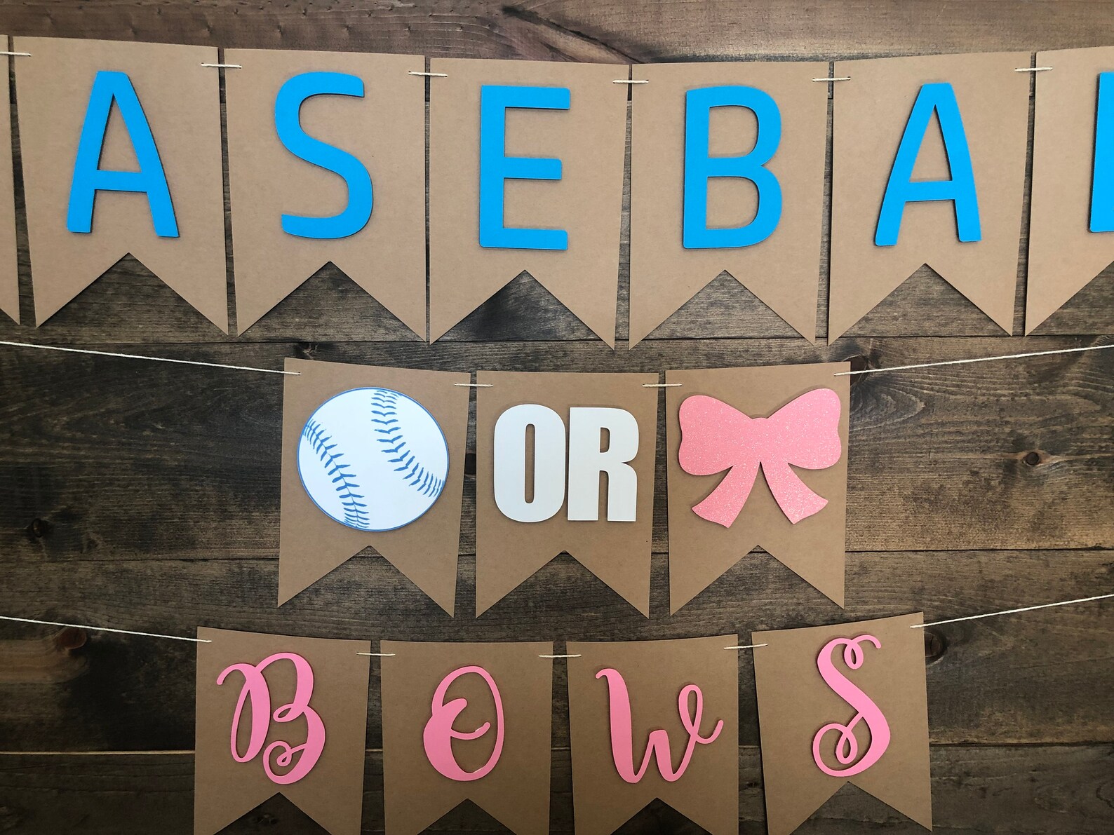 Baseball or Bows Banner Gender Reveal Banner Baby Shower - Etsy