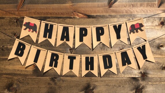 Lumberjack Happy Birthday Banner Lumberjack Banner First | Etsy
