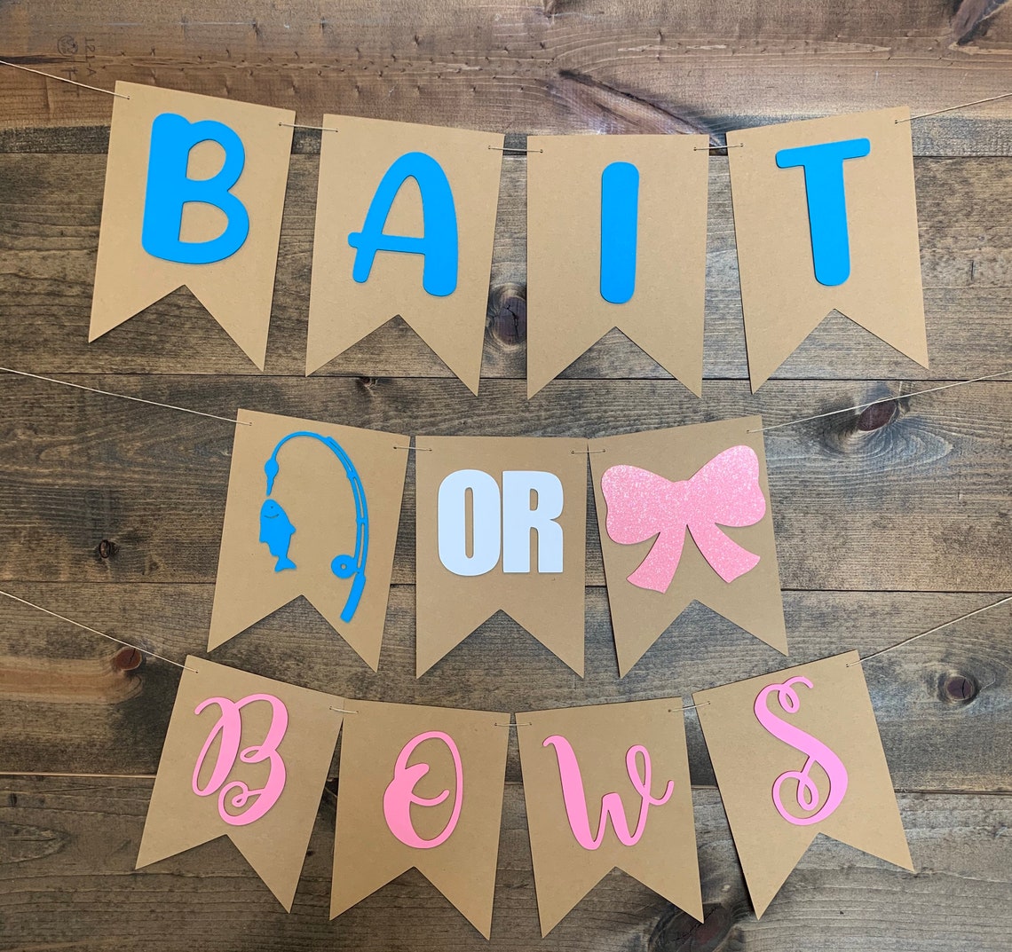 Bait or Bows Banner Gender Reveal Banner Baby Shower - Etsy