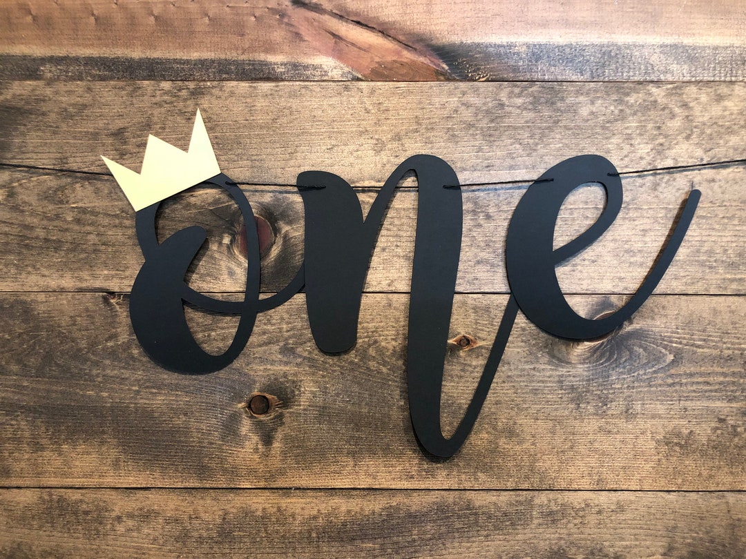 One Banner | One Banner With Gold Crown | First Birthday Banner | First ...