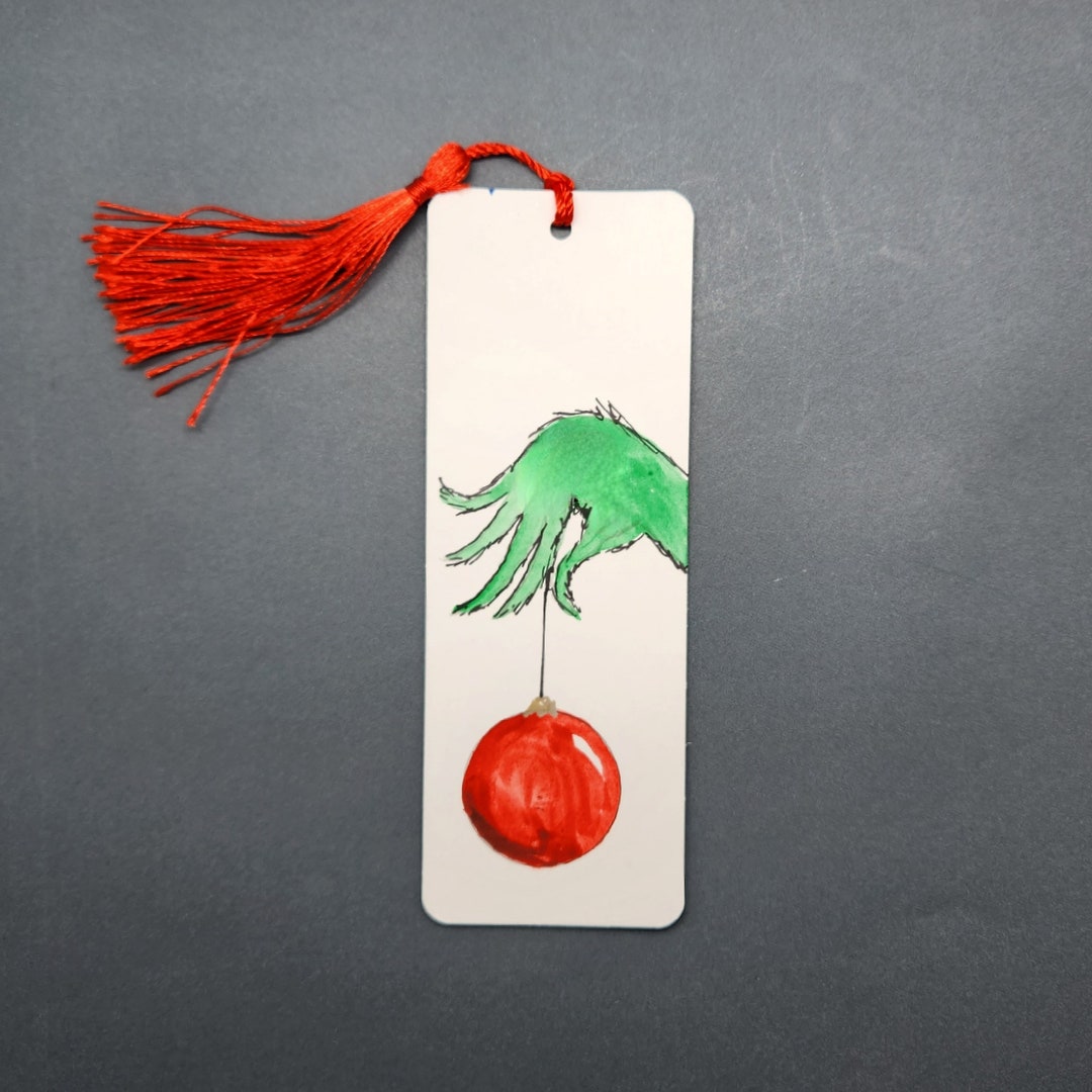 Hand Painted Grinch Bookmark Grinchmas Red Ornament Gift - Etsy