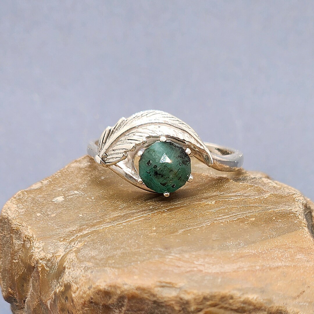 Handcut .85ct North Carolina Emerald Silver Ring - Etsy