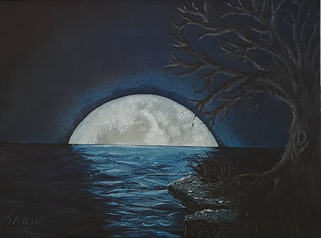 Fae Moon Rising Hand Painted Original Acrylic Painting on Canvas Board ...