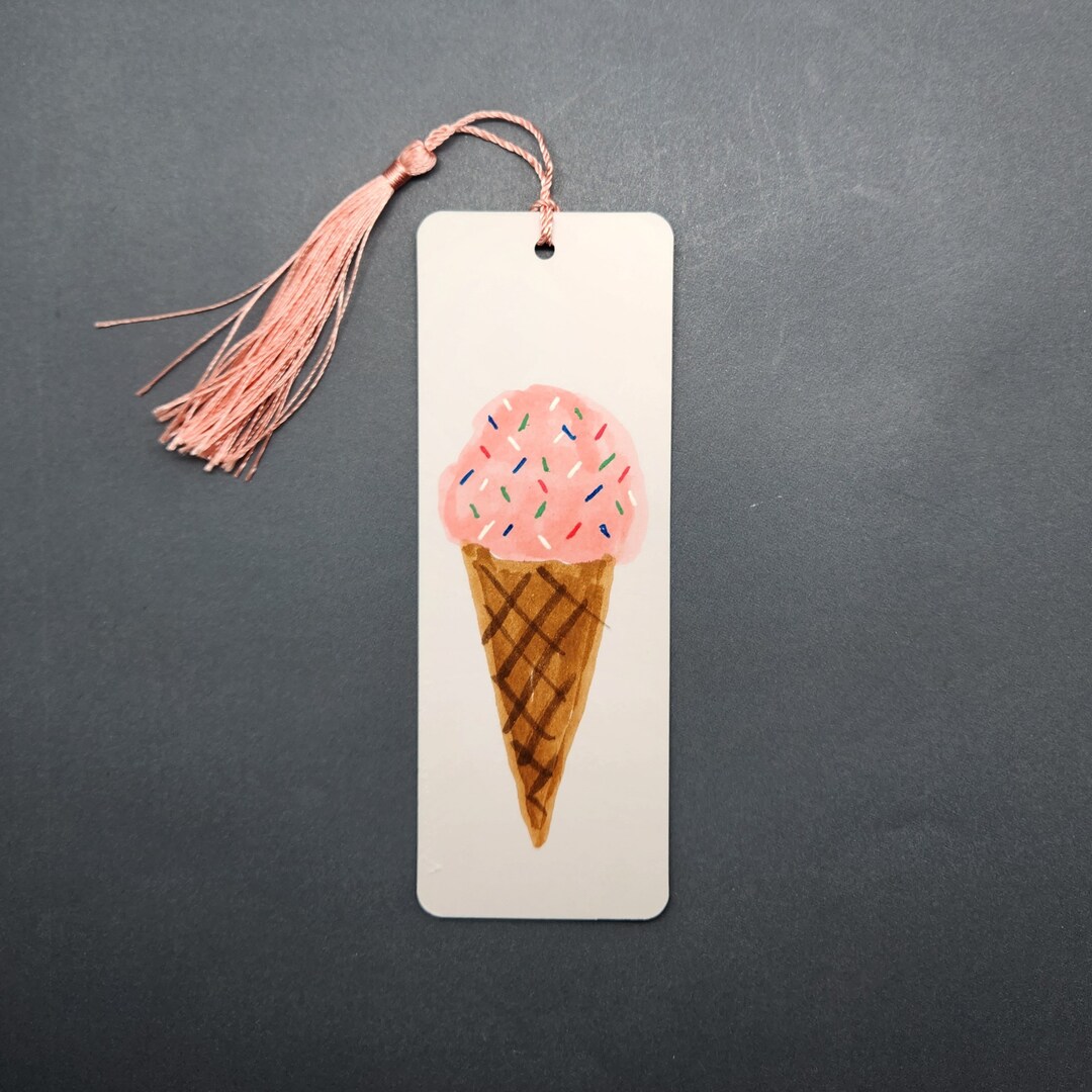 Hand Painted Ice Cream Cone Bookmark - Etsy
