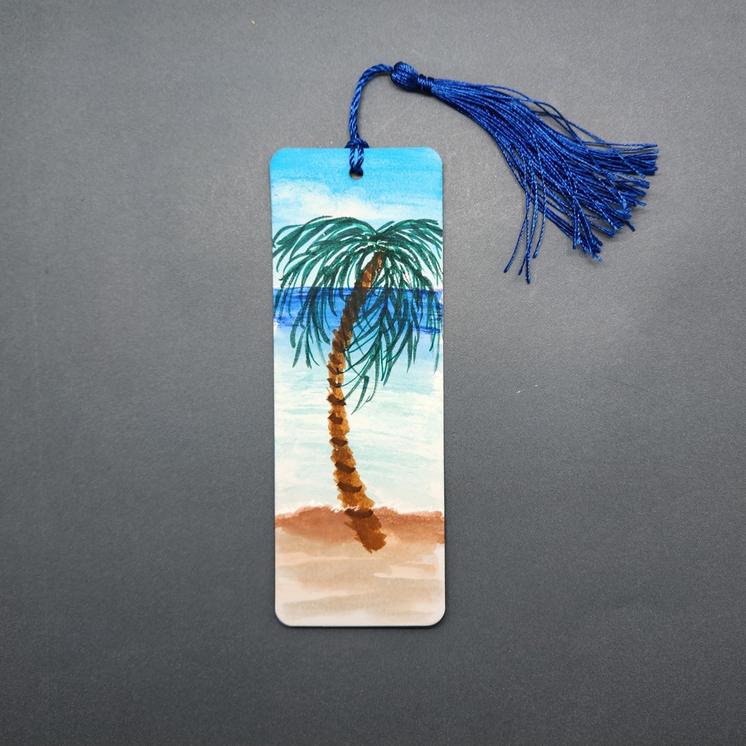 Hand Painted Palm Tree Bookmark, Palm Tree, Ocean Bookmark, Beach ...