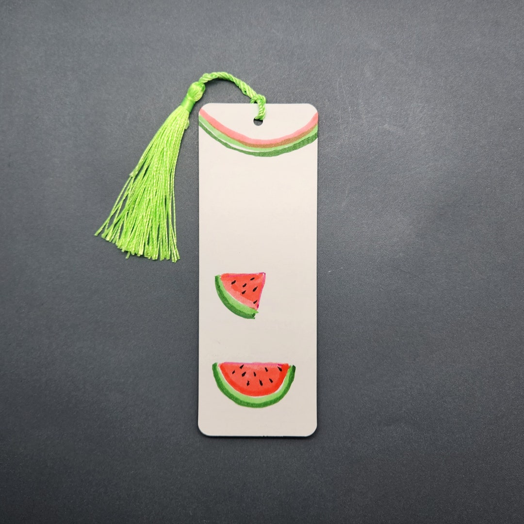 Hand Painted Watermelon Bookmark, Watermelon Slice, Tassel Bookmark - Etsy
