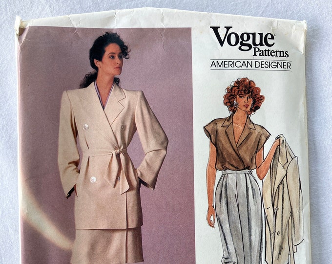 80’s Perry Ellis Vogue 1557, Jacket Belt Skirt Pants and Blouse ...