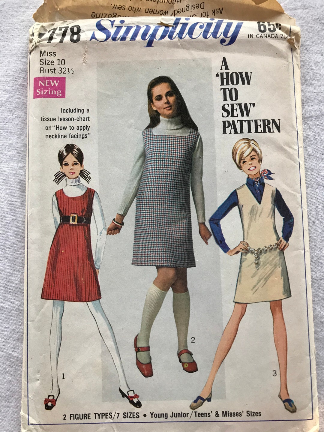 Simplicity 7778 Teens and Misses Jumper With 3 Necklines, UNCUT Misses ...