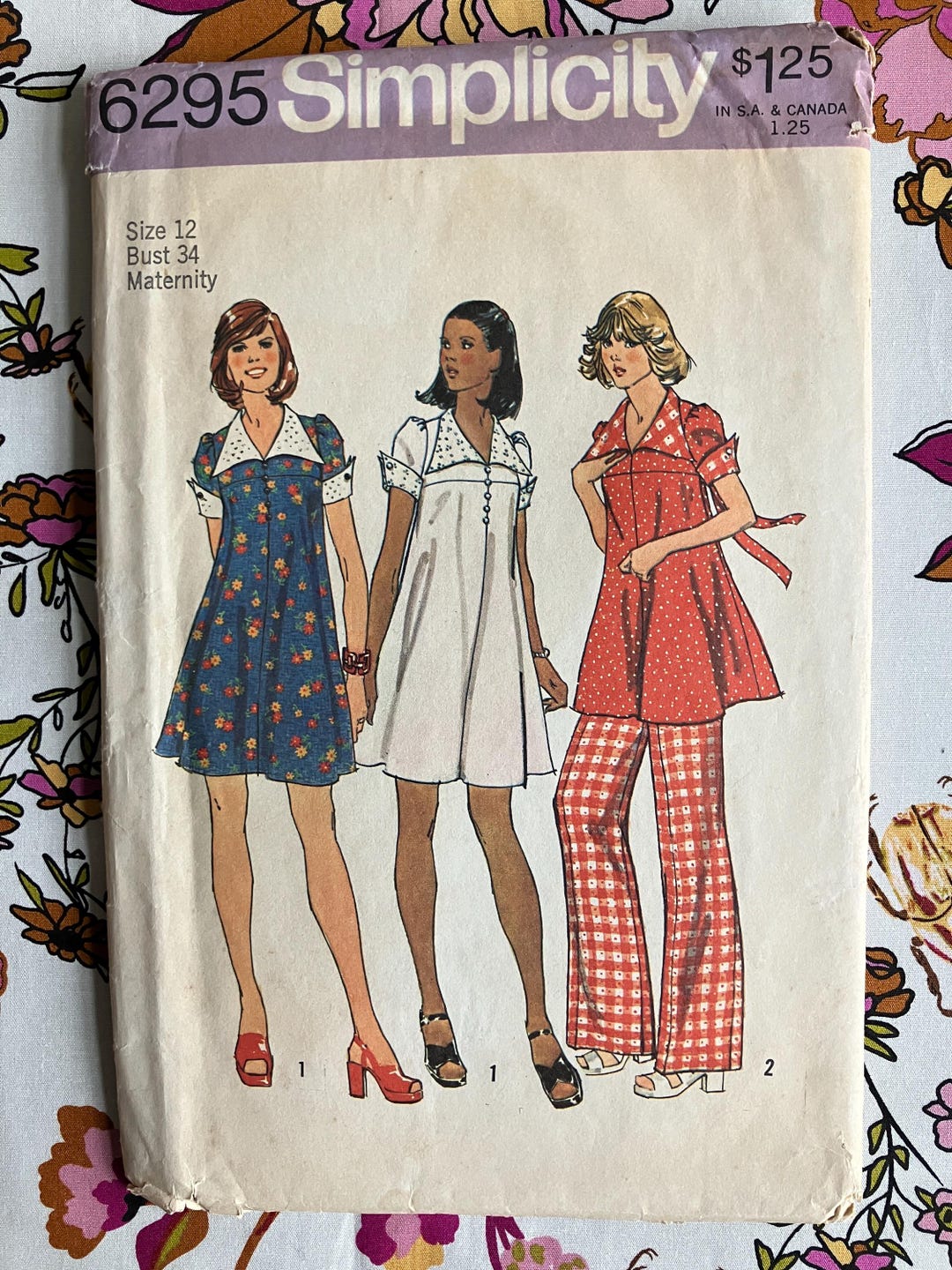 Simplicity 6295 Maternity Short Dress or Top and Pants, UNCUT, Complete, Vintage Sewing, 1974 - Etsy