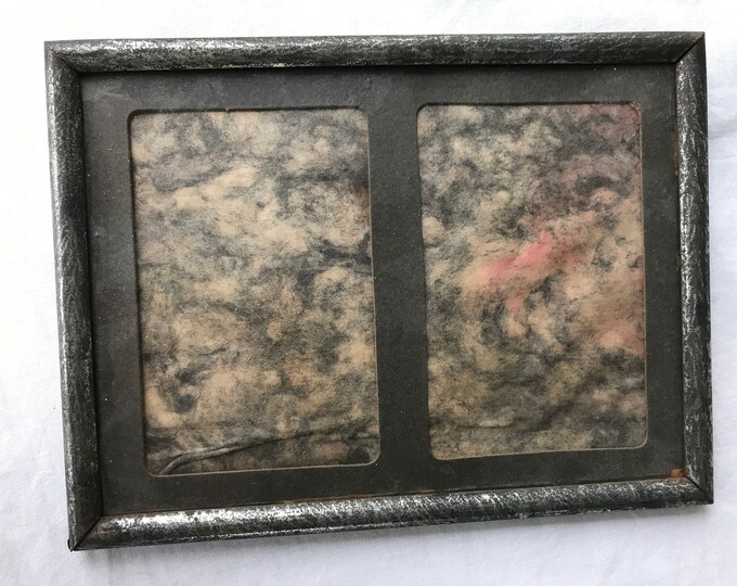 Vintage Gray Metal Double Frame, Tarnished Metal, Fits Two 3.25 Inch X ...