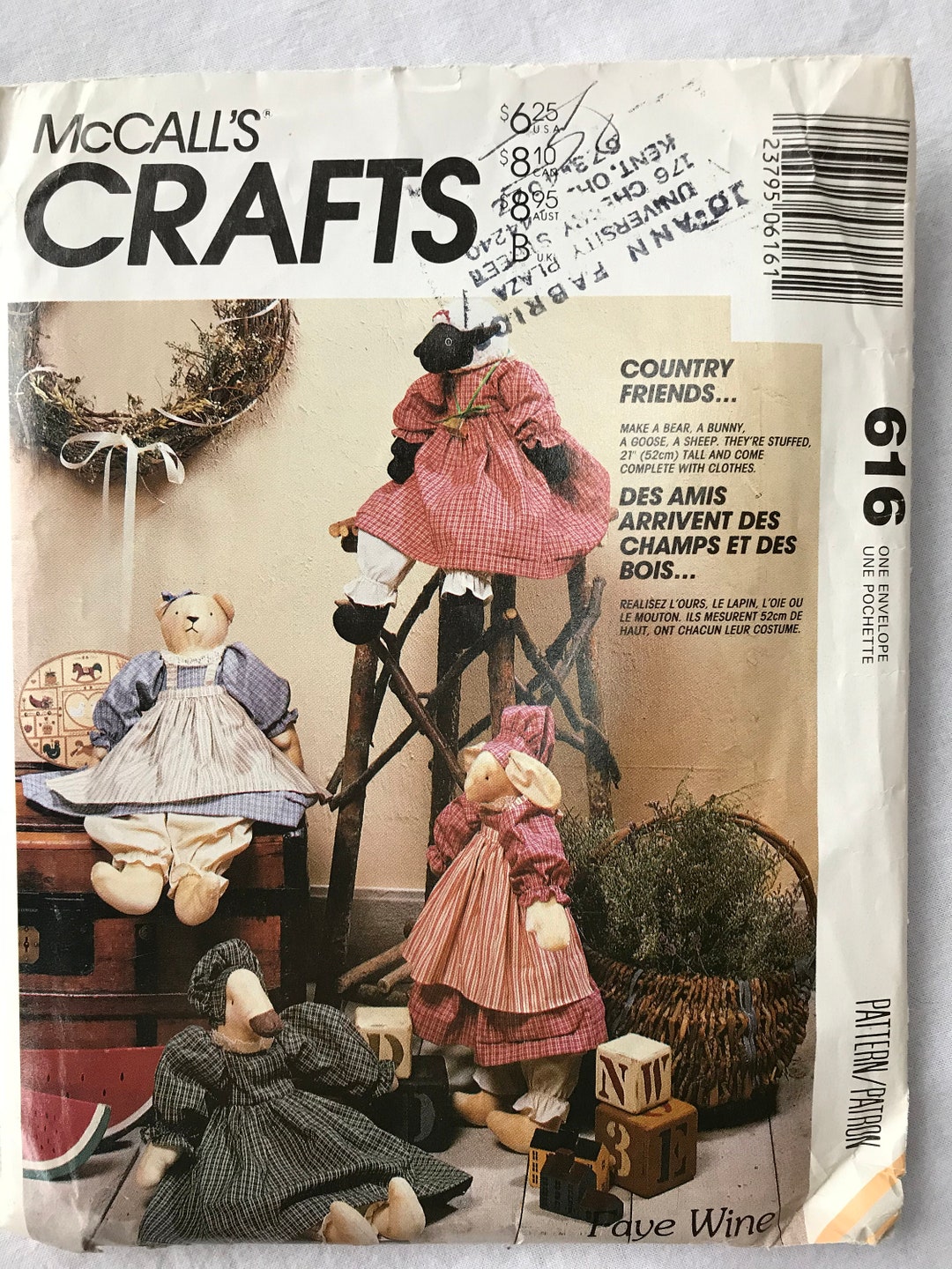 Mccall's Crafts 4089 (616) Country Friends, UNCUT, by Faye Wine, 21 ...