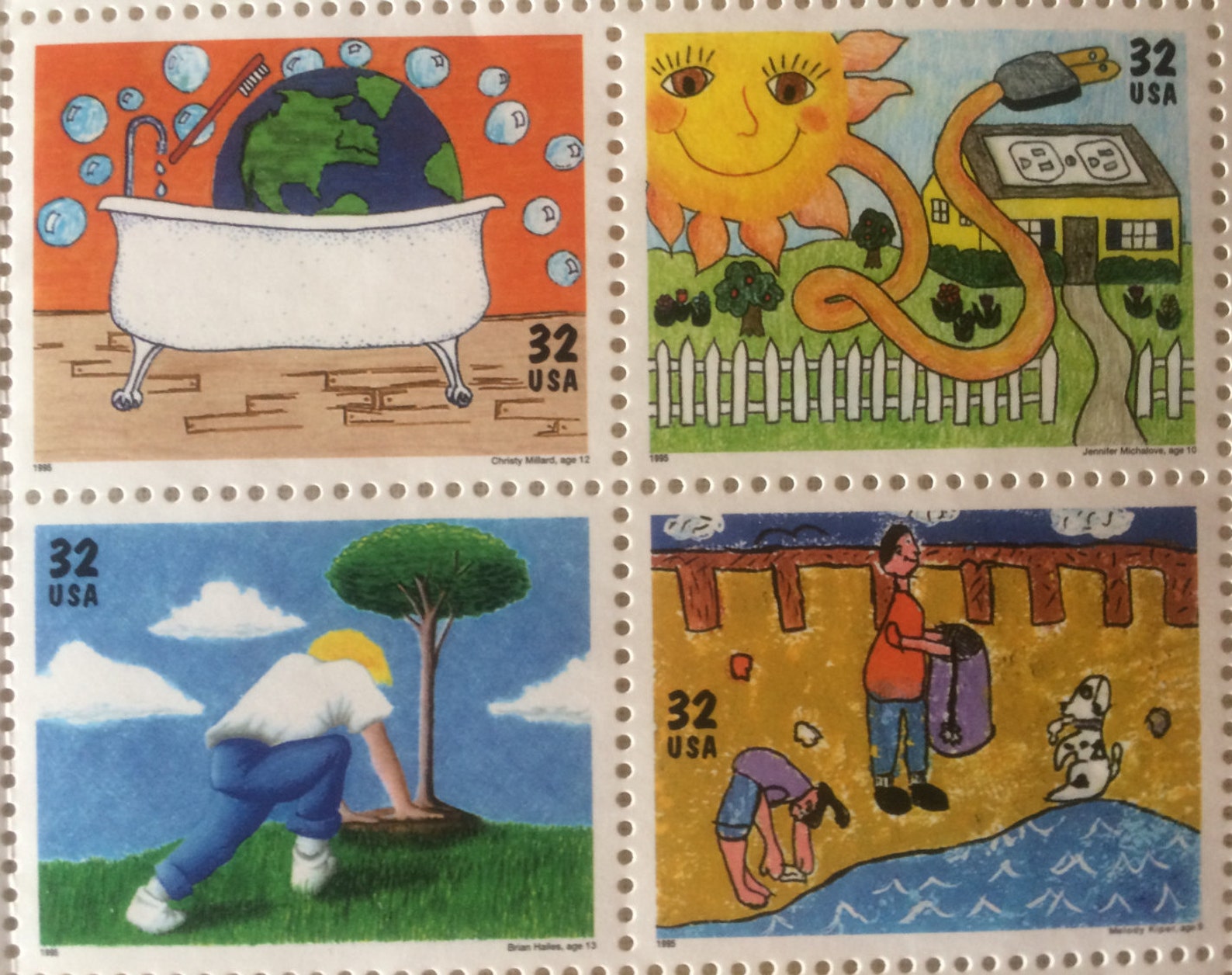 Vintage Kids Care Environment Stamps: 1994 Earth Day Sheet - Etsy