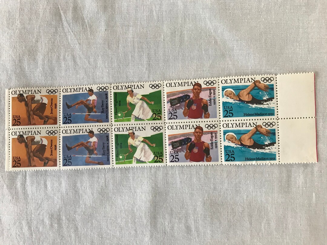 1990s Olympian Gold Medalist USPS Stamps: Jesse Owens GOAT, Set of 10 ...