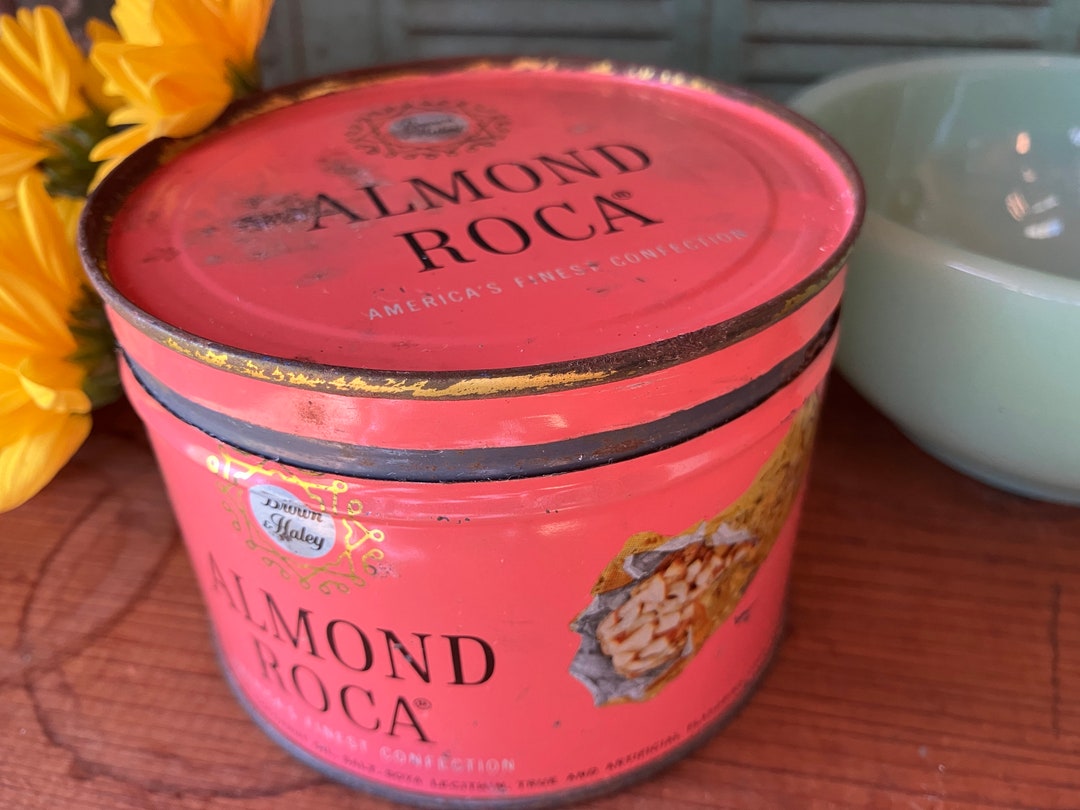 Vintage Pink Almond Roca Tin, Buttercrunch, Brown & Haley, Canco Tin ...