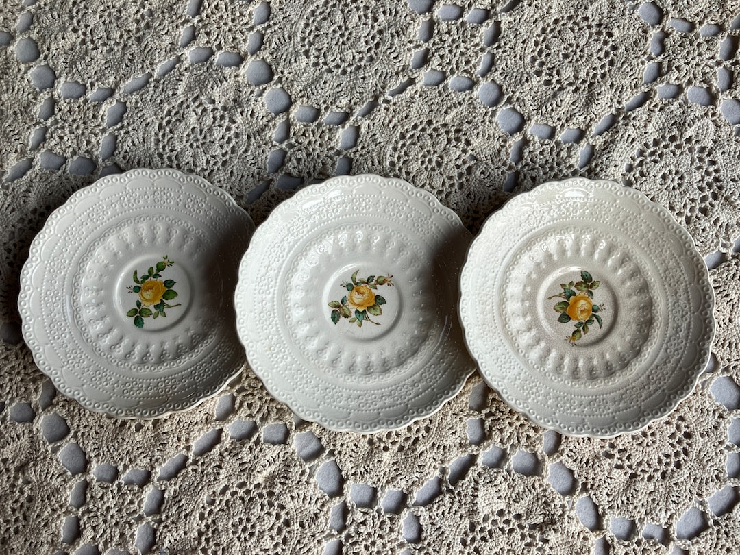 Set of 3 Vintage Spode Saucers, 1926 Spode's Jewel, Yellow spode's ...