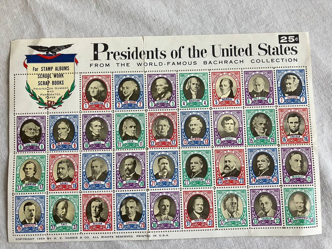Vintage Bachrach Collection Presidents of the United States Stamps 1959 ...