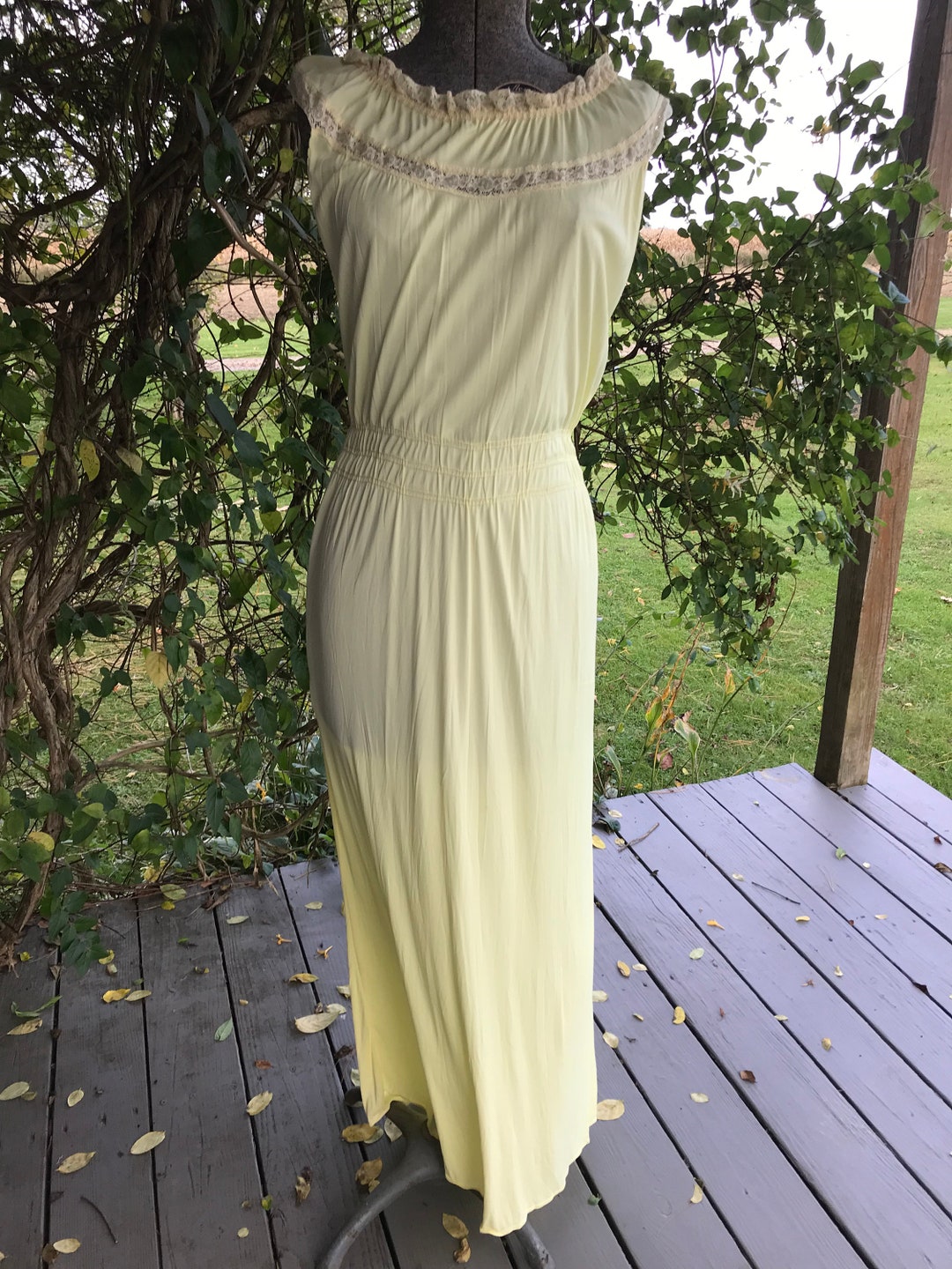 Vintage Ladies Yellow Rayon Nightgown Full Length Nightie - Etsy